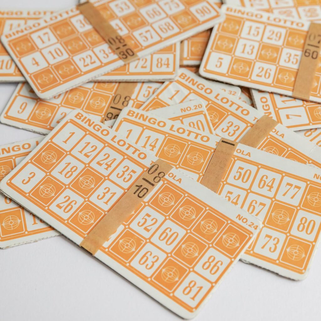 Vintage orange bingo cards